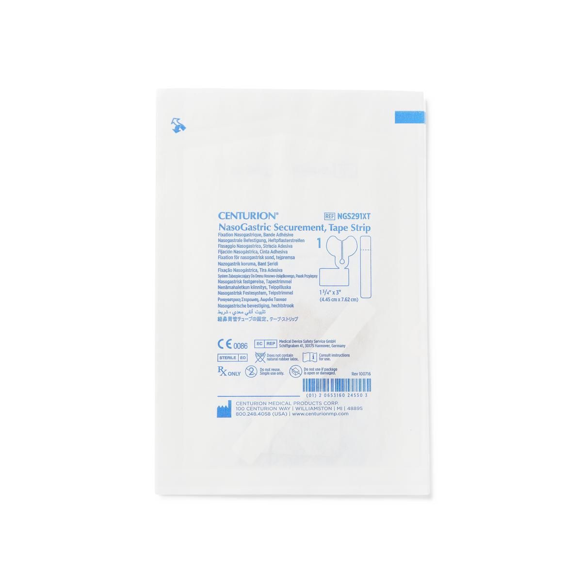 Centurion Nasogastric Tube Securement Tape Device, Sold Strip, Alcohol ...