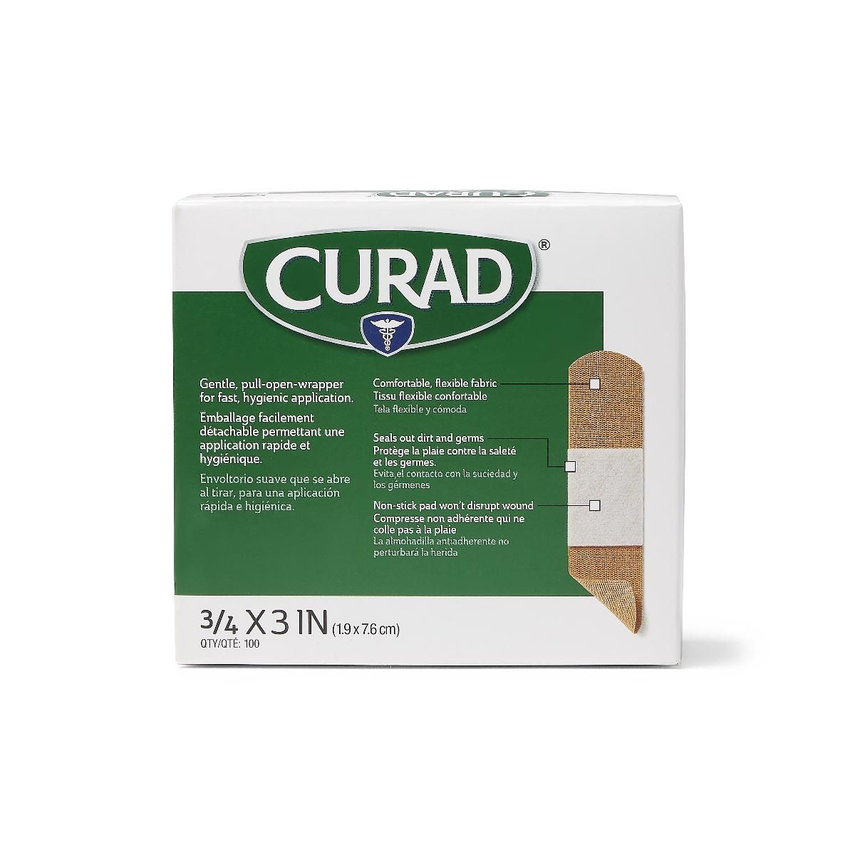 CURAD Quick Strip Fabric Adhesive Bandages 0.75x3in 100Ct
