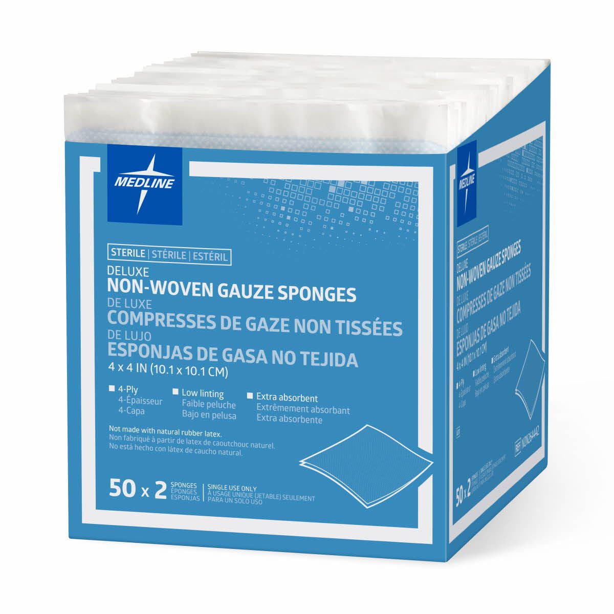 Medline Deluxe NS Nonwoven Gauze Sponge 2s 4ply 4x4 100Ct