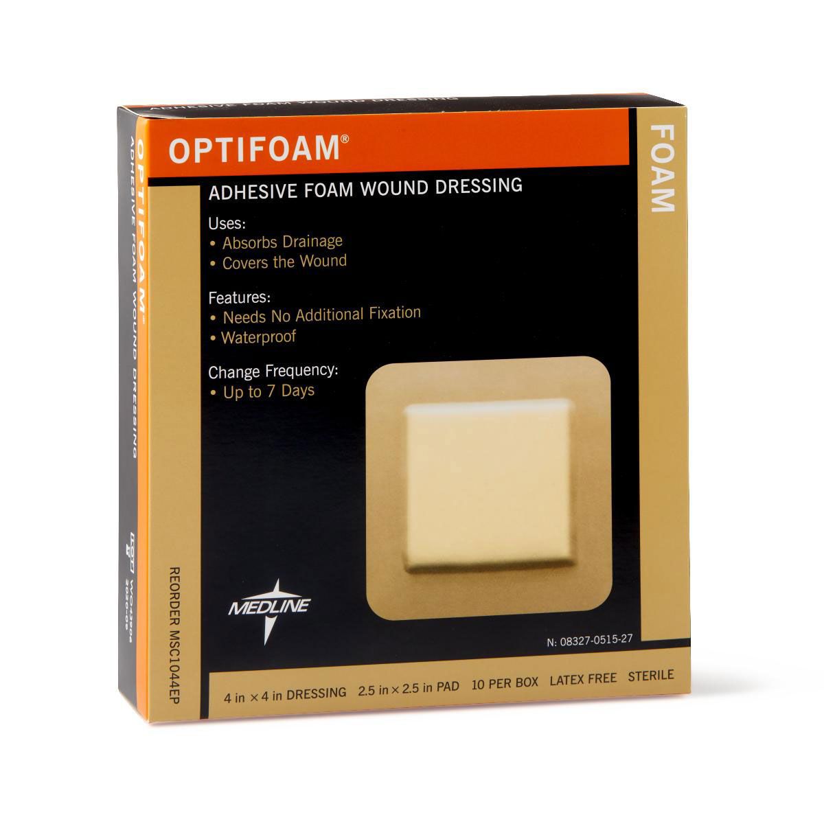 Optifoam Adhesive Foam Dressing Edu 4x4 10Ct