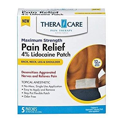 TheraCare Max Strength Pain Relief 4% Lidocaine Patch 5Ct