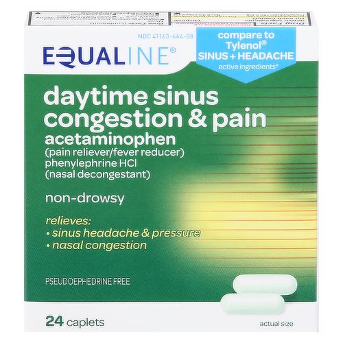 Daytime Headache Sinus Congestion & Pain Caplets 325mg 24Ct