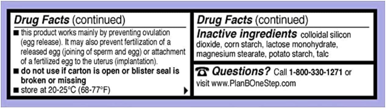 Plan B One-Step Emergency Contraceptive Tablet, Over-the-Counter, 1.5 ...