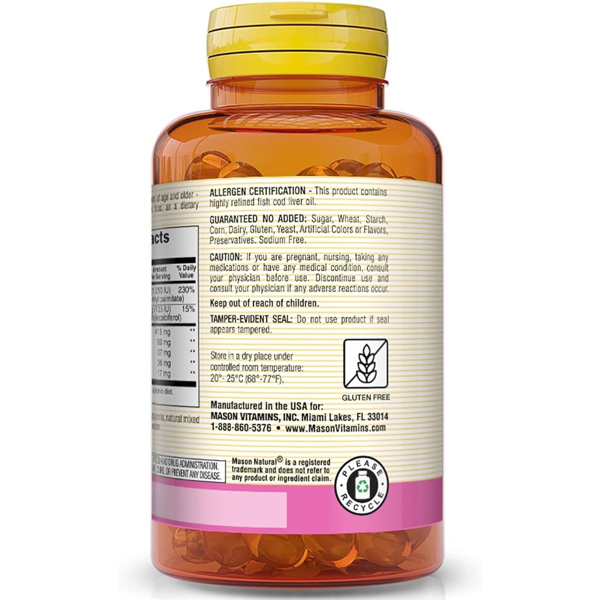 Mason Natural Cod Liver Oil Softgel 100Ct