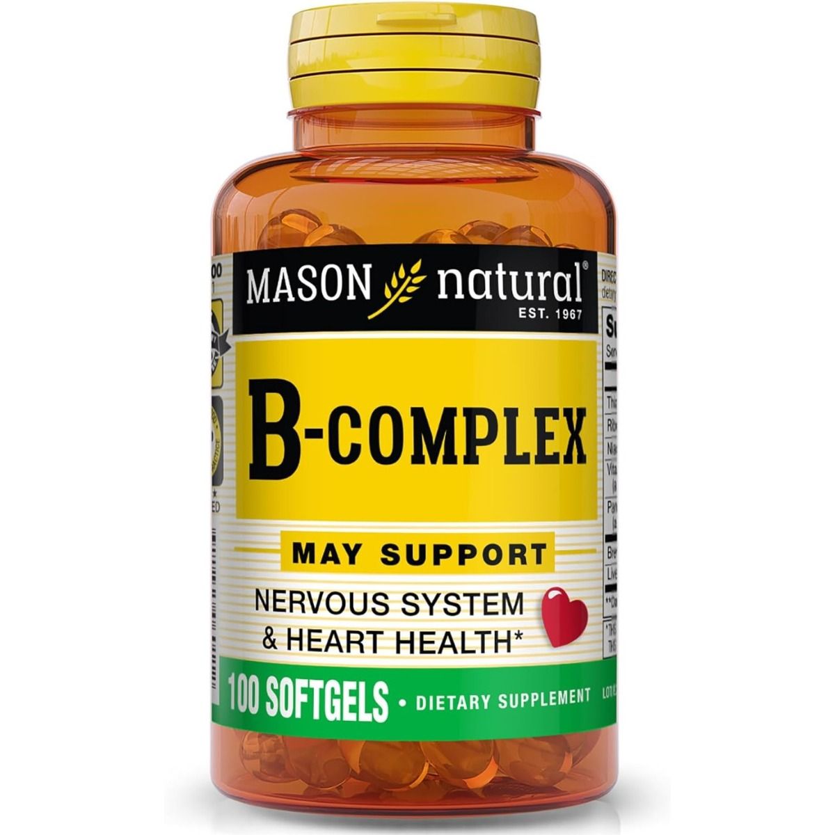 Mason Natural B-Complex Softgels, 100 Count per Bottle, One Bottle