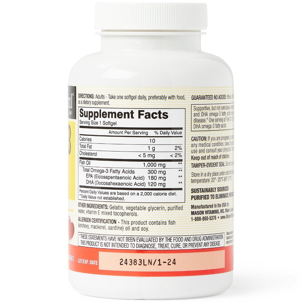 21st Century Fish Oil Softgels, 1000 mg, 100 Count per Bottle, One Bottle