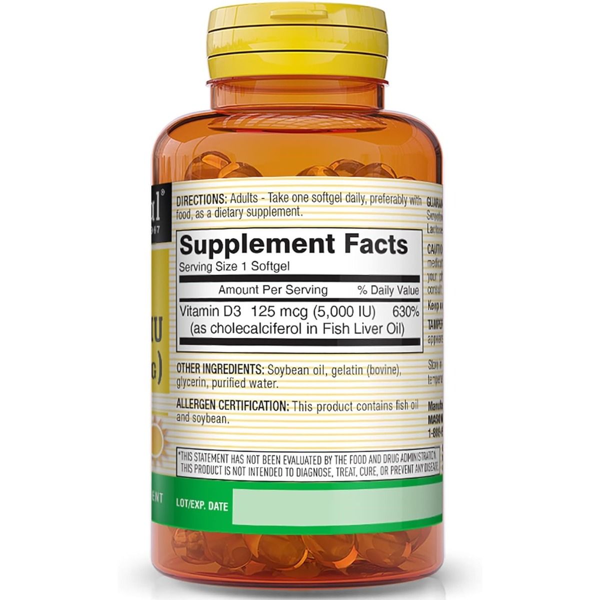 Mason Natural D3 5000 IU Softgel 125mcg 100Ct