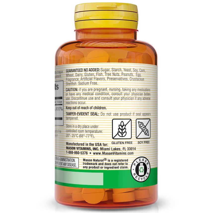 Mason Natural Quick Dissolve Vitamin B12 Tablet 3000mcg 100Ct