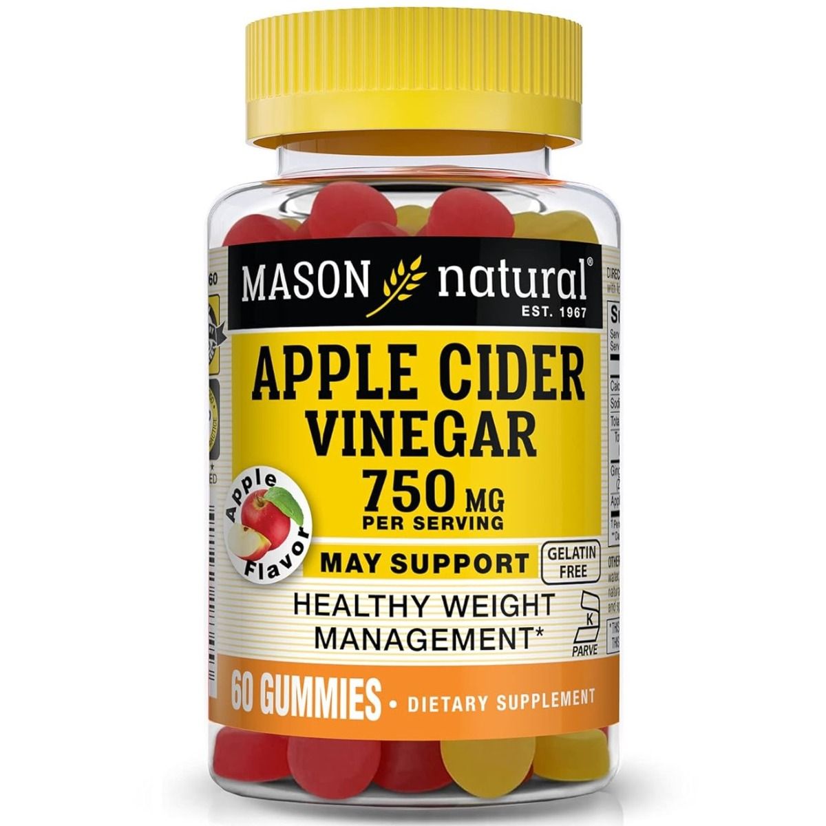 Mason Natural Cider Vinegar Gummies 750mg 60Ct