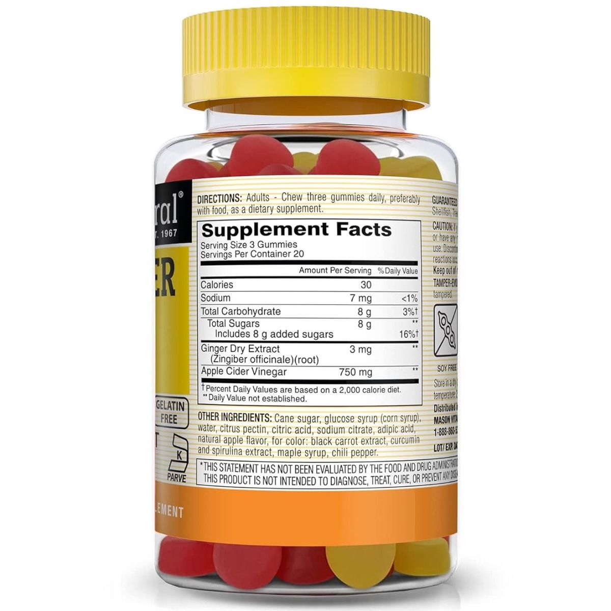 Mason Natural Cider Vinegar Gummies 750mg 60Ct