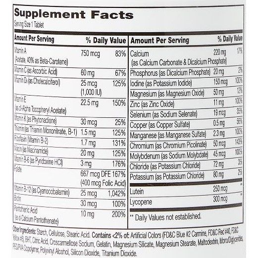 21st Century Sentry Senior Multivitamin Mineral Tablet 100Ct