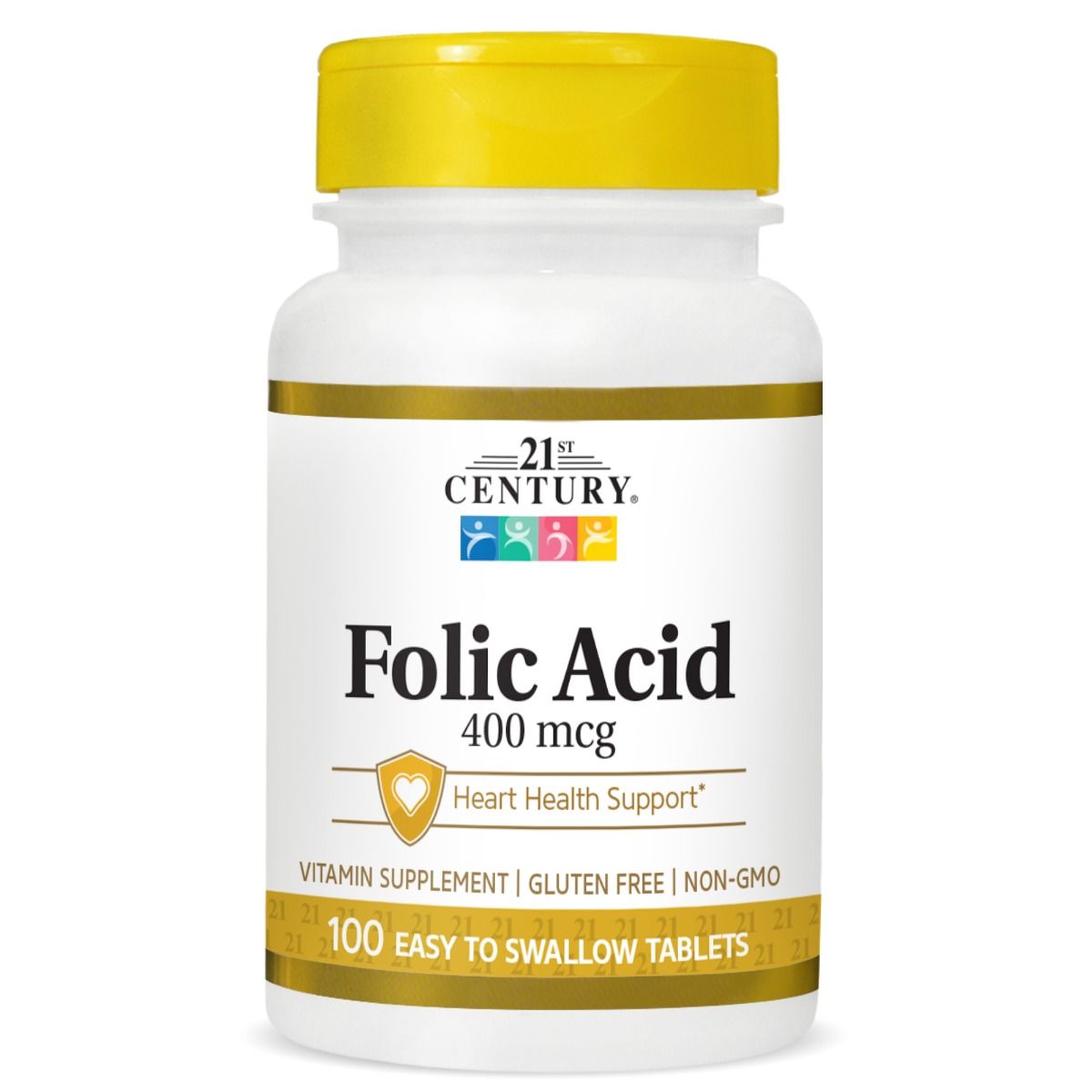 Folic Acid, 400 mcg, 100 Tablets per Bottle, One Bottle