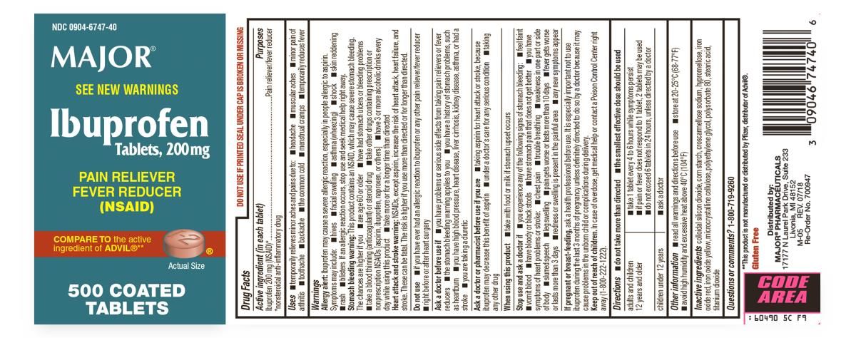 Major Coated Ibuprofen Tablet 200mg 500Ct