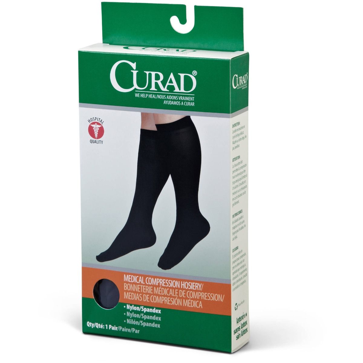 CURAD Cushion Compression Sock 15-20mmHg Blk C Reg 1Pr