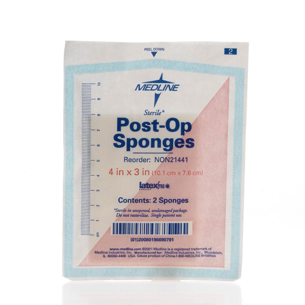 Medline Sterile Post-Op Gauze Sponge 4x3 2Ct