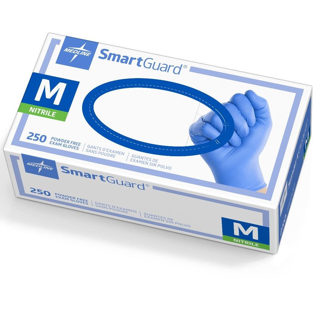 Medline SmartGuard Nitrile Exam Gloves M 250Ct