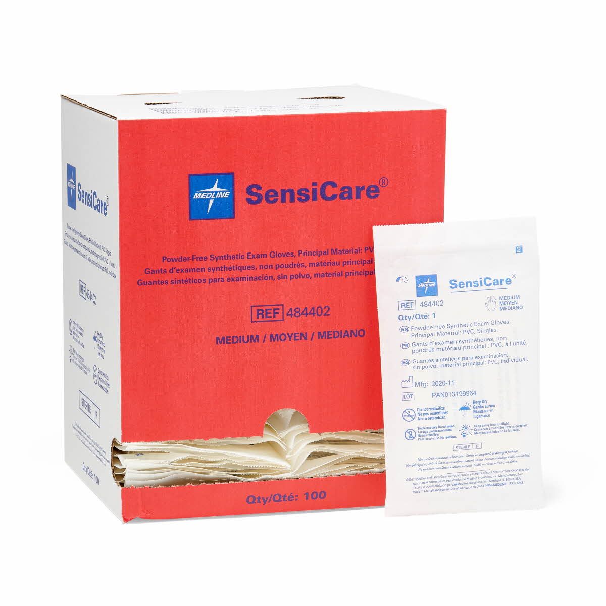SensiCare Sterile Powder-Free Stretch Vinyl Exam Gloves Singles Size M ...