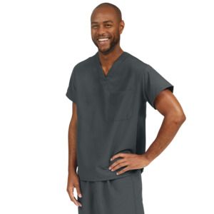PerforMAX Unisex Reversible V-Neck Scrub Top with 2 Pockets, Charcoal ...