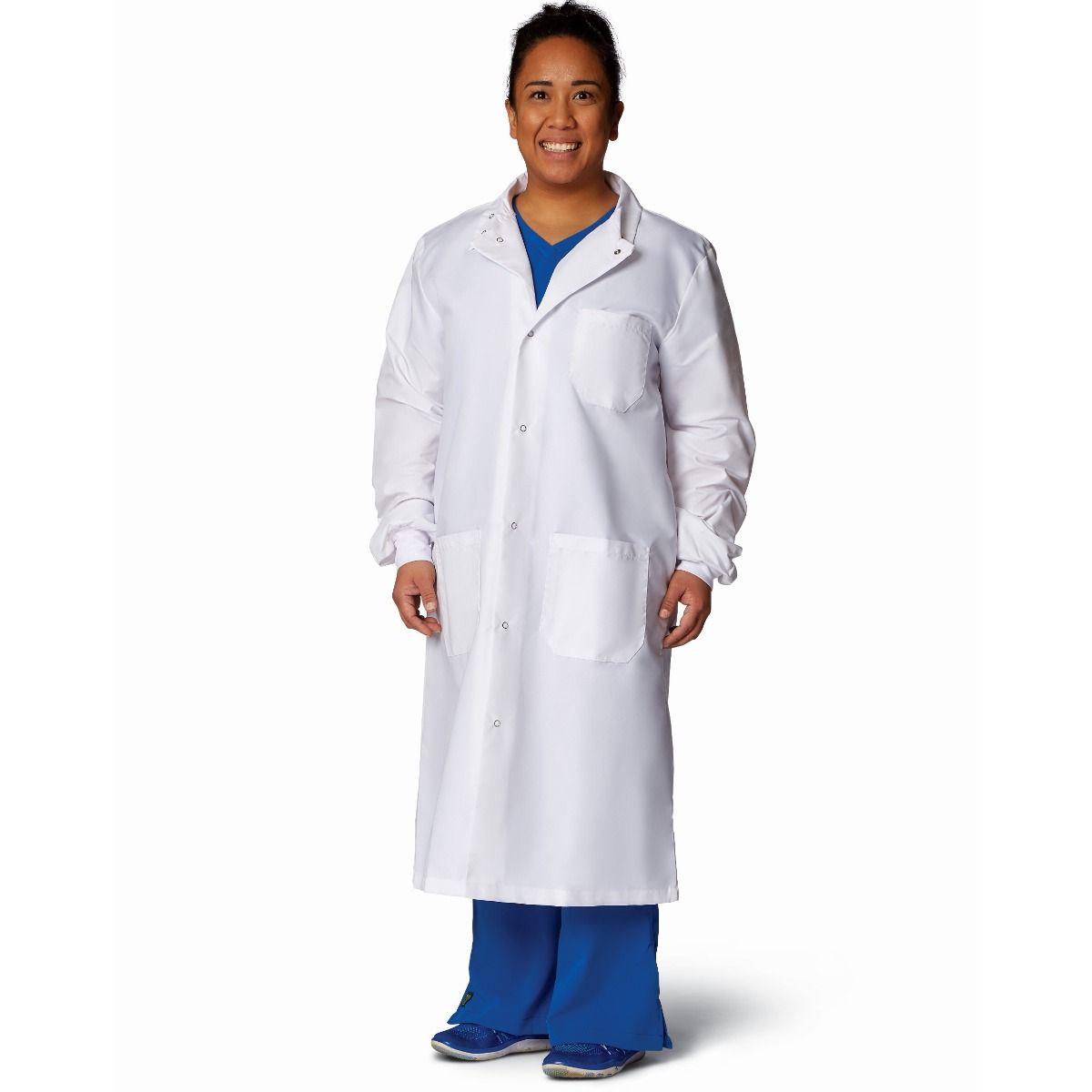 Medline Unisex Snap Lab Coat with Cuffs White L 1Ct