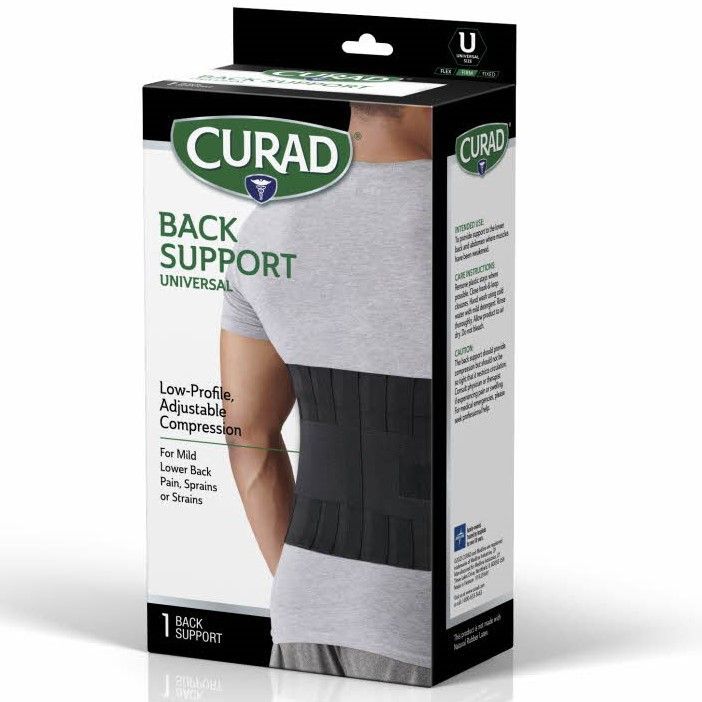 CURAD Universal Elastic Back Support Black One Size 1Ct
