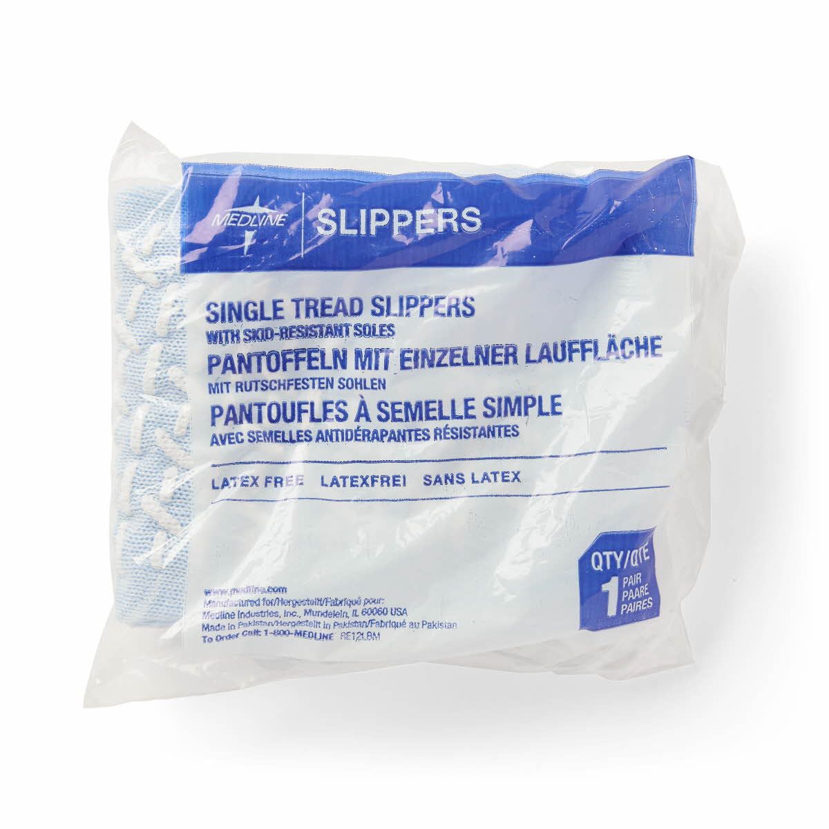 Single-Tread Patient Slippers Blue One Size Fits Most 48Ct