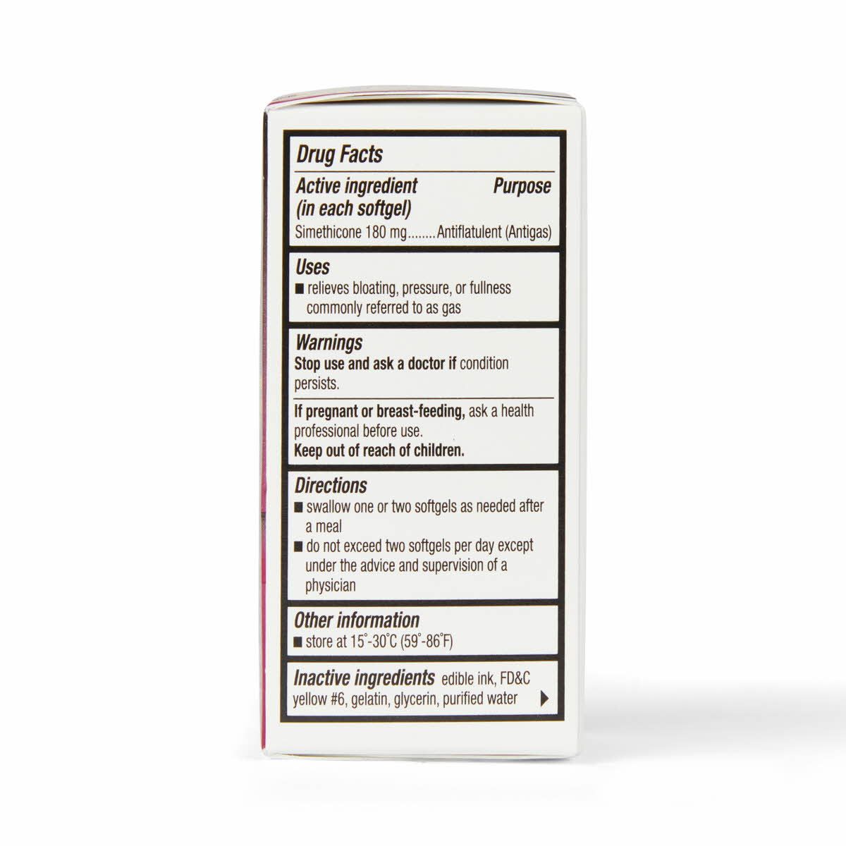 Ultra Strength Simethicone Gas Softgels 180mg 60Ct