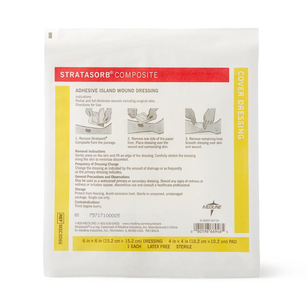 Medline Stratasorb Waterproof Island Dressing 6x6 1Ct