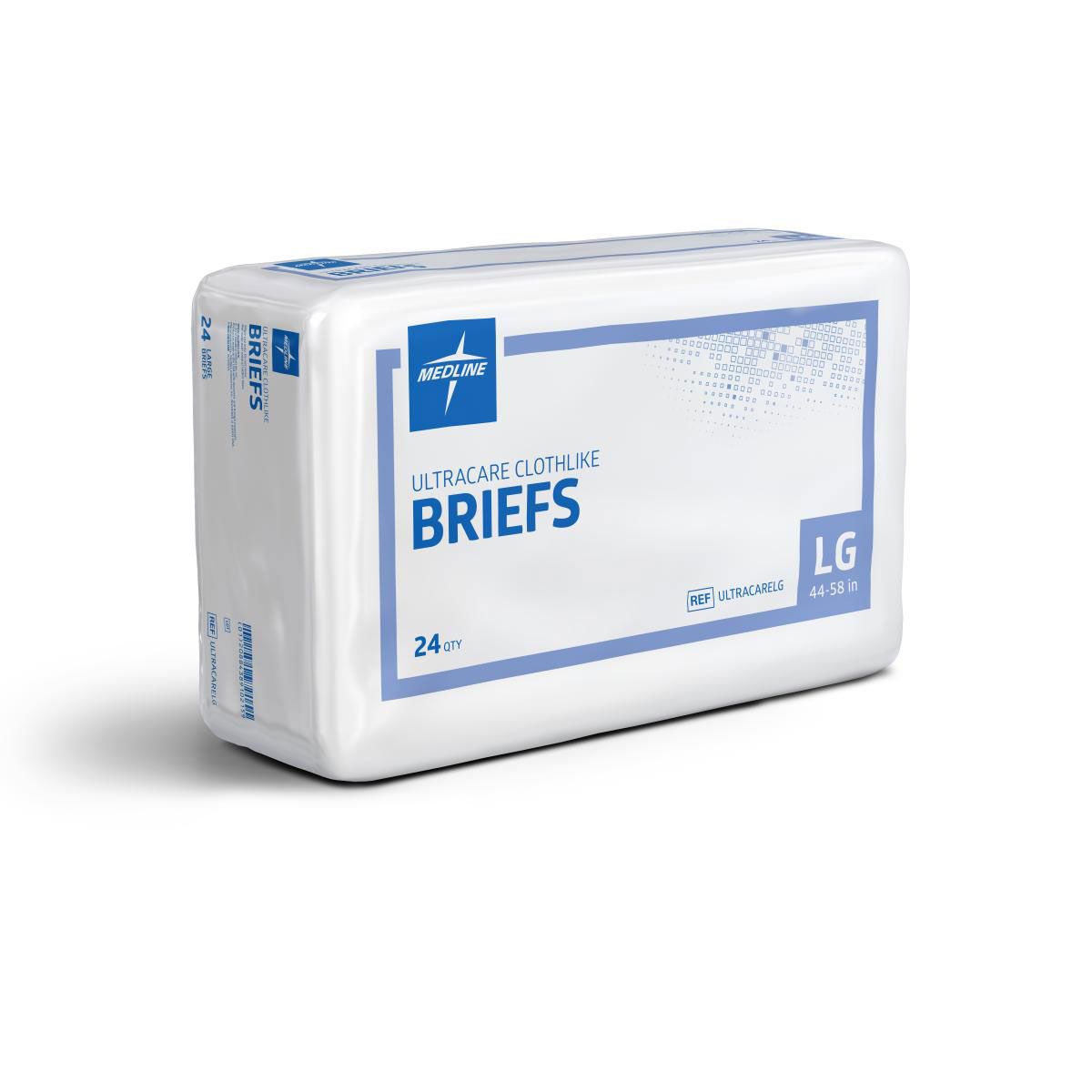 Medline Ultracare Clothlike Disposable Briefs L 72Ct