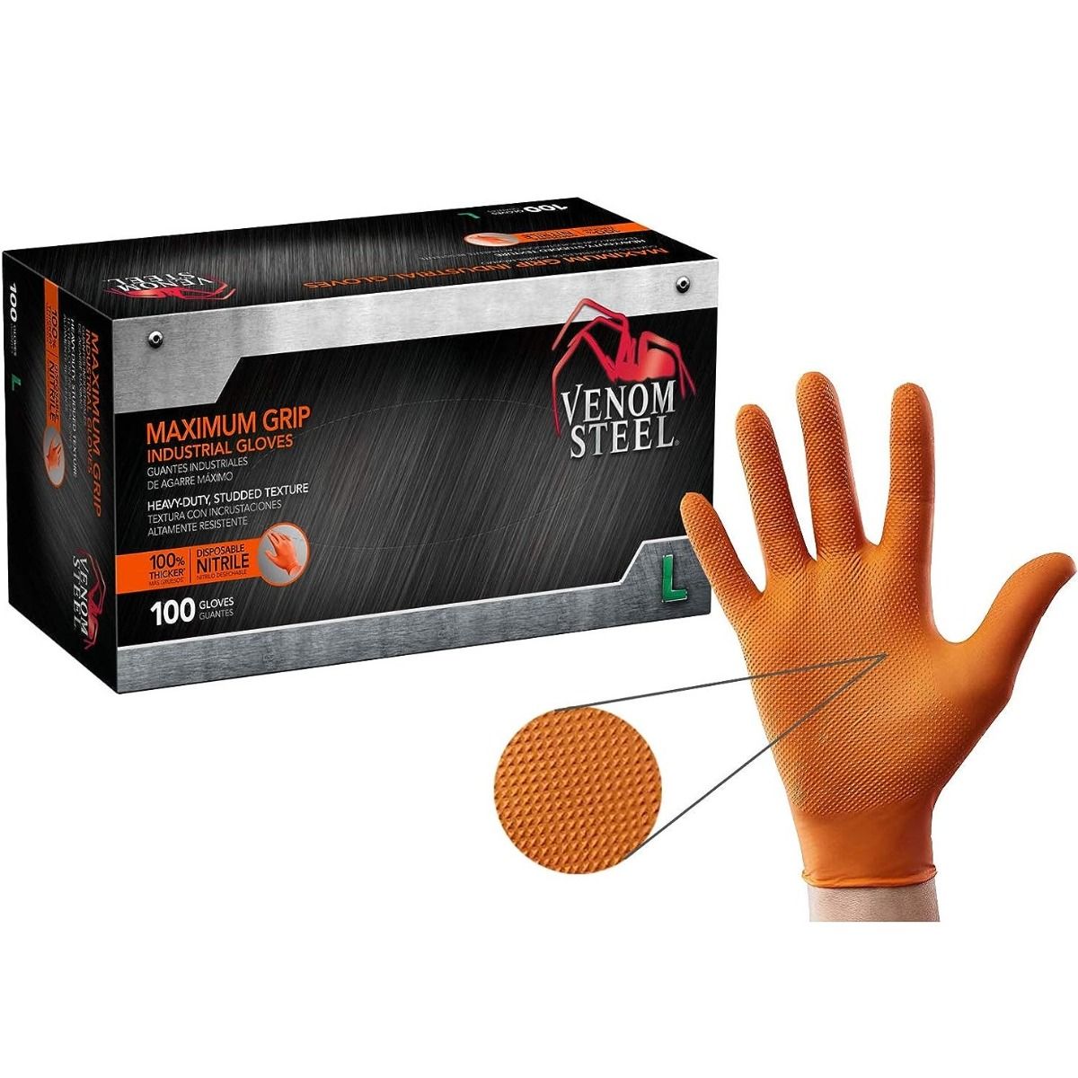 Venom Steel Nitrile Industrial Gloves Size L 100Ct