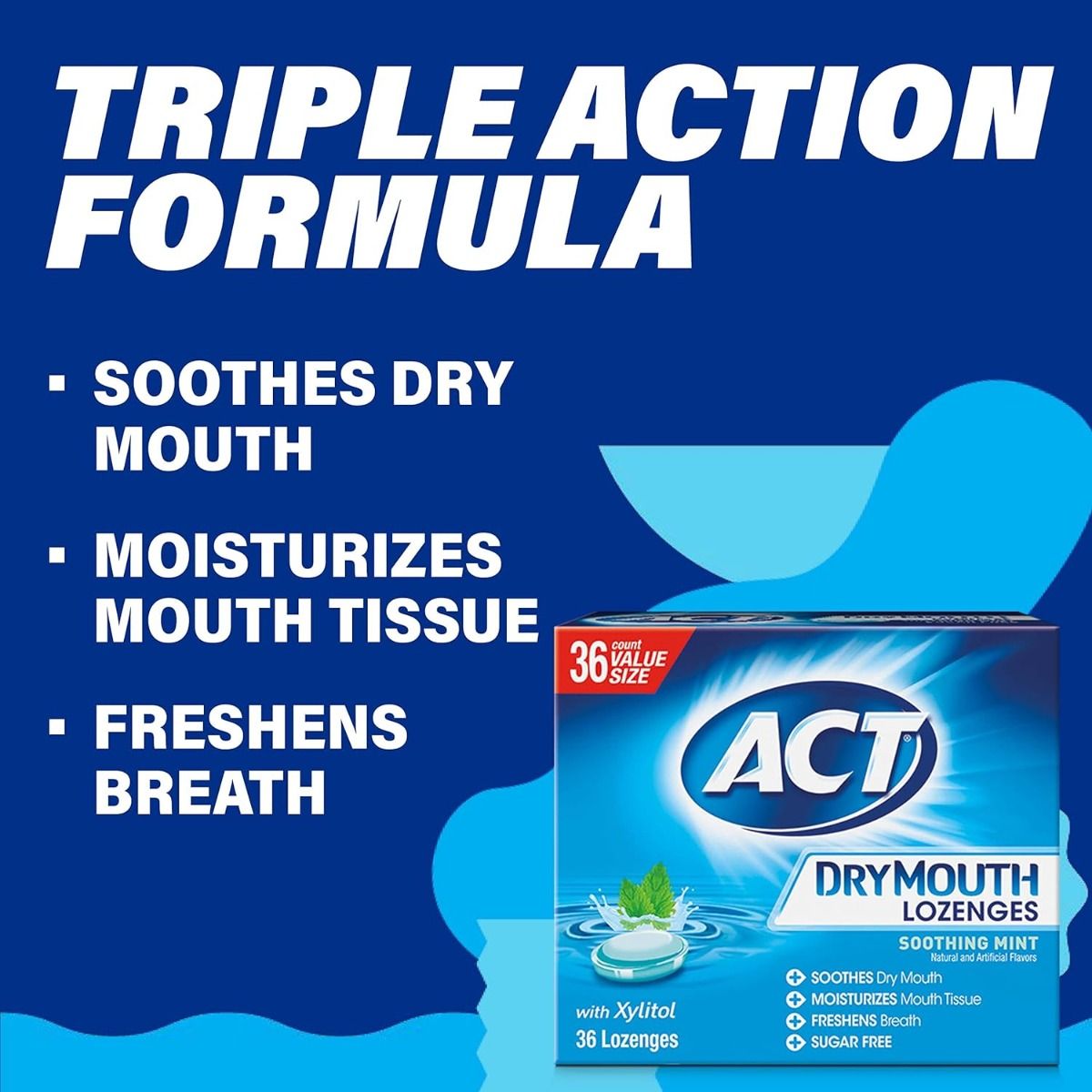ACT Dry Mouth Lozenges with Xylitol, Soothing Mint, 36 Cout per Box ...
