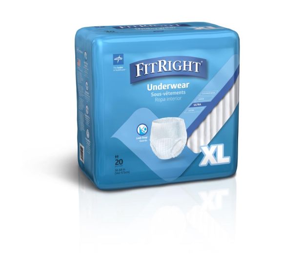 Medline FitRight Ultra Disposable Underwear XL 80Ct