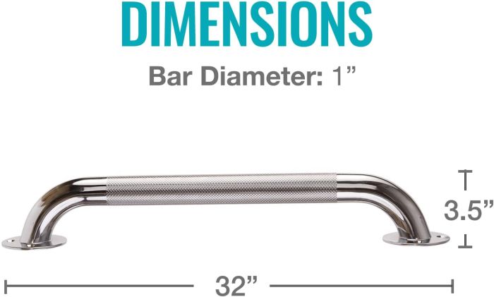 Healthsmart Knurled Steel Grab Bars 1Ct