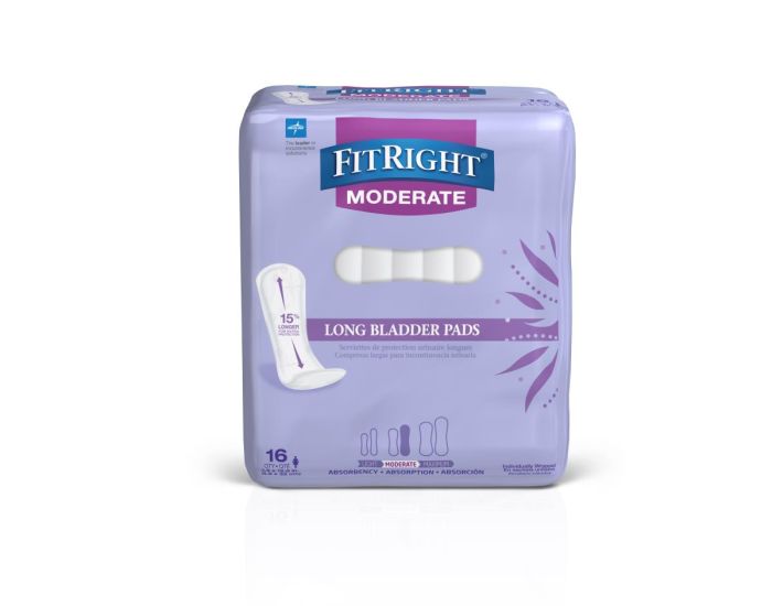 Medline FitRight Bladder Pad 3.5x12.5 Moderate 16Ct