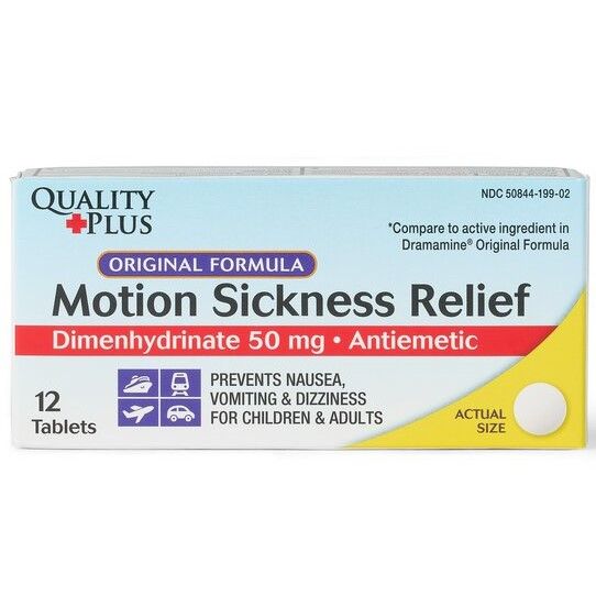 Quality Plus Motion Sickness Relief Dimenhydrinate 50mg 12Ct