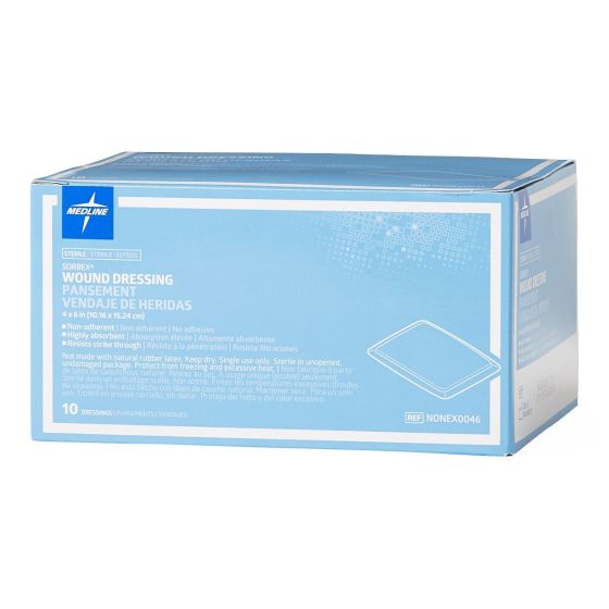 Medline Sorbex Sterile Wound Dressing 4x6 10Ct