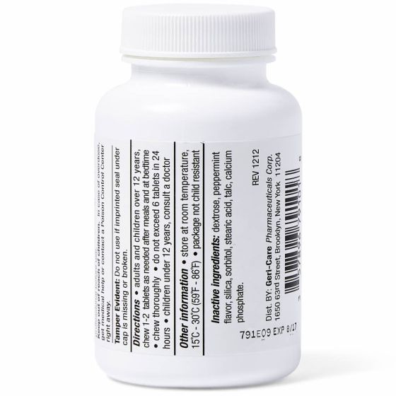 GeriCare Chewable Gas Relief Tablets 80mg 100Ct