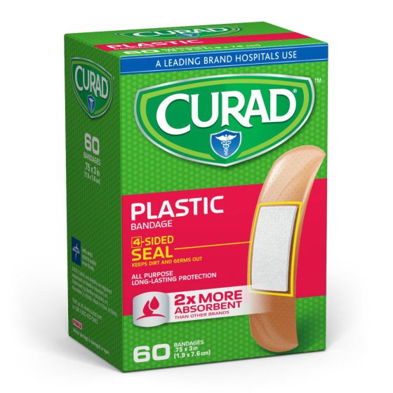 CURAD Plastic Adhesive Bandages 3/4x3 60Ct