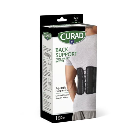 CURAD Back Supports with Dual-Pulley System Black Size S/M 1Ct