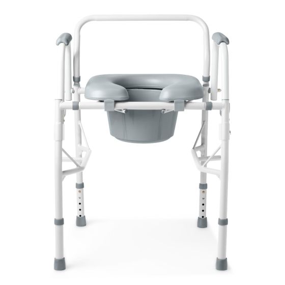 Medline Padded Drop Arm Bedside Commode 350lb Cap 1Ct