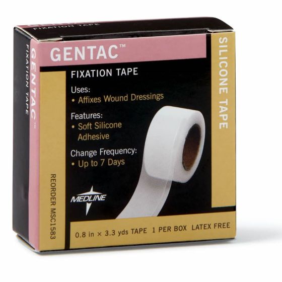 Medline Gentac Silicone Medical Tape 0.8in x 3.3yd 12Ct