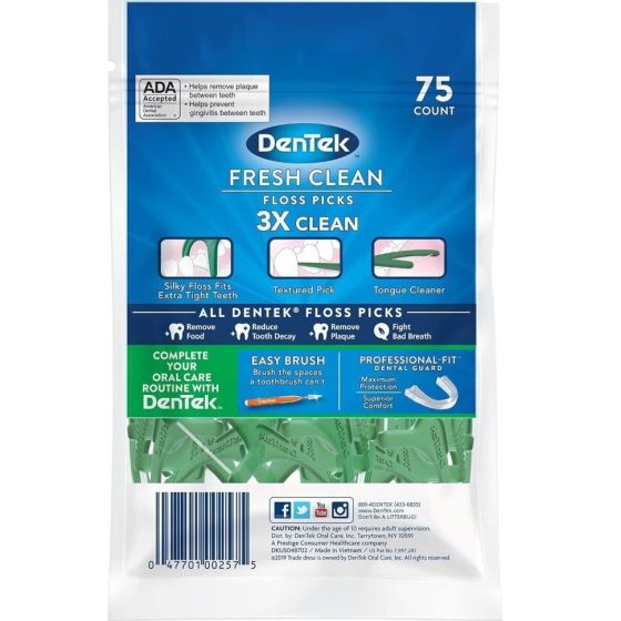 Dentek Fresh Clean Floss Picks 75Ct