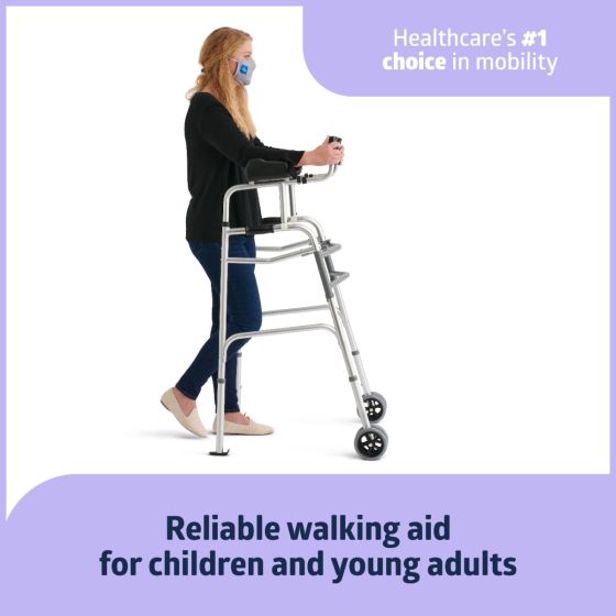 Medline Upright Folding Walker Junior Youth 1Ct