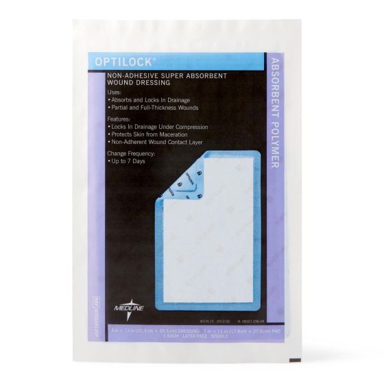 OptiLock Nonadhesive Super Absorbent Dressing 8x12 1Ct