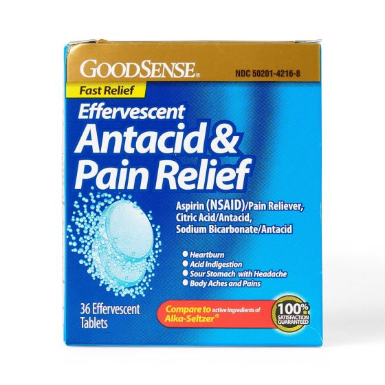 GoodSense Effervescent Antacid + Pain Relief Tablets 30