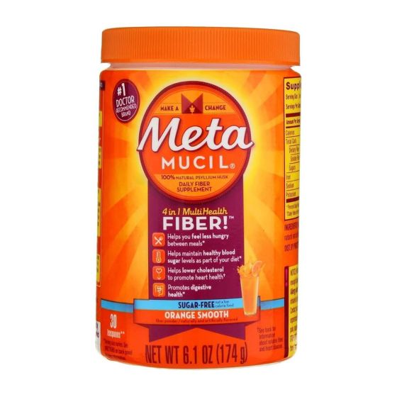 Metamucil Fiber Powder Packets Sugar Free Orange 30Ct