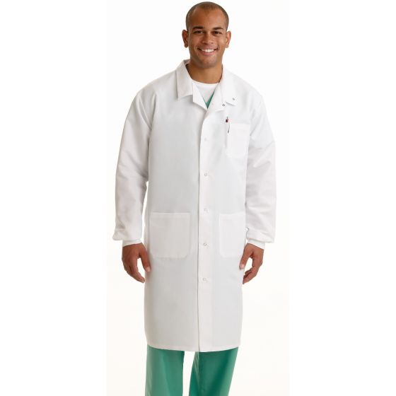 Medline Unisex Snap Lab Coat with Cuffs White M 1Ct