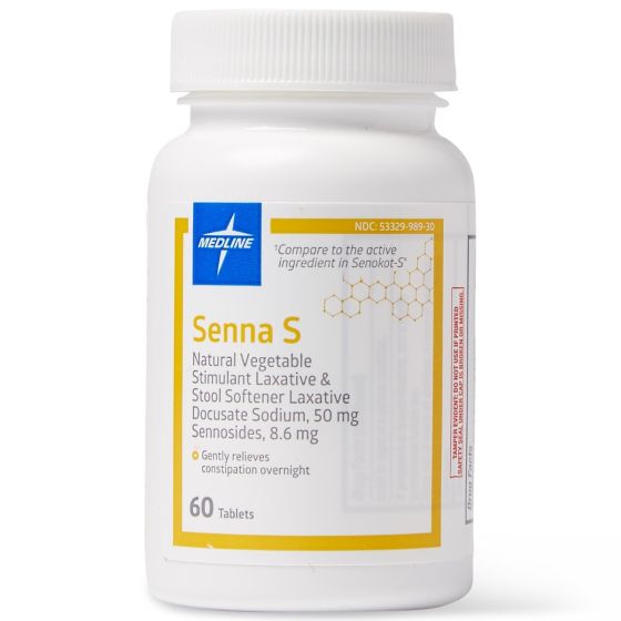 Medline Senna-S Natural Vegetable Laxative Stool Softener 60Ct