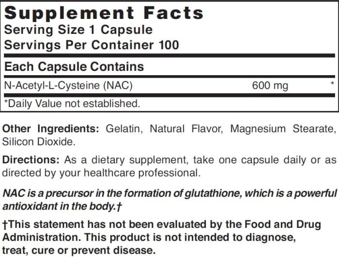 Nature's Blend NAC Capsule 600mg 100Ct