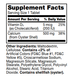 Oyster Shell Calcium Plus Vitamin D3 Tablet 120Ct