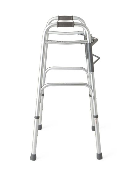 Medline 2-Button Aluminum Folding Walker 300lbs 4Ct